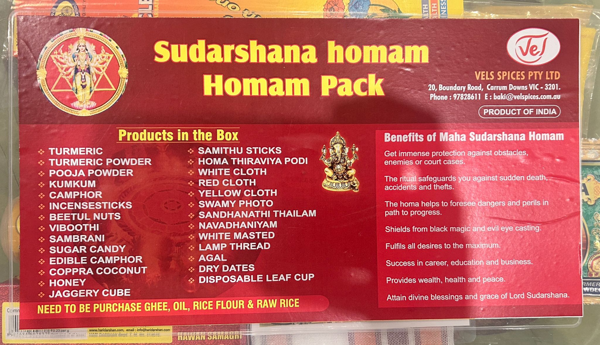 Sudarshana Homam Pack – Vel Spices